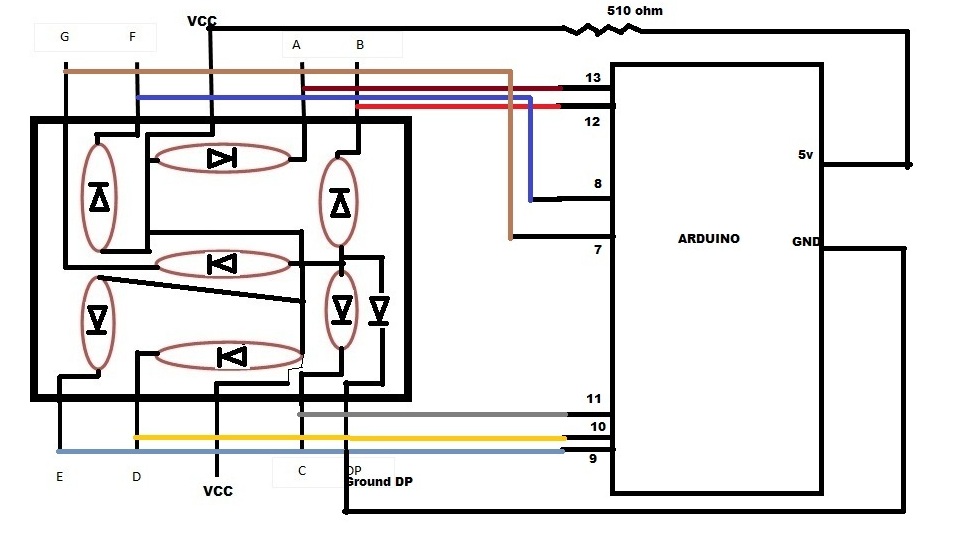 Interfacing Common Anode 7 seven segment display with arduino uno and Printing Numbers/Alphabets ...