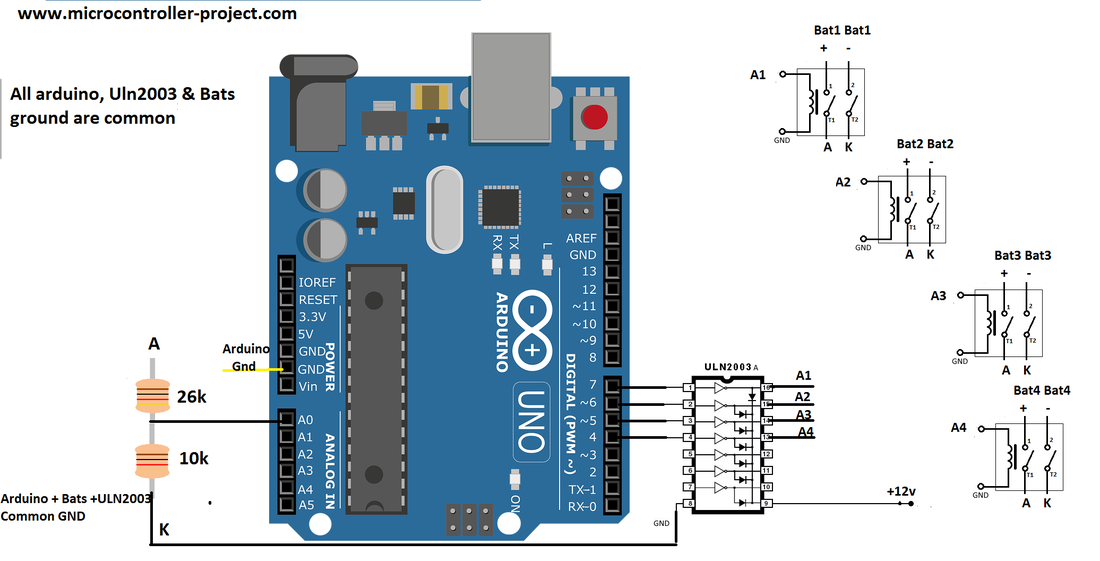Monitoring Batteries Voltages Connected In Series Combination Using Arduino Uno And Utilizing 