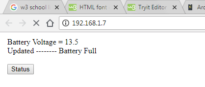 Battery voltage monitor with NodeMCU Esp8266-12E WiFi module