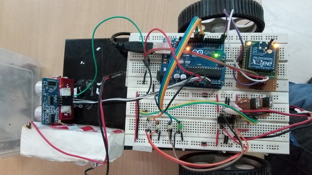 XBEE - Wireless Joystick Control and Distance Measuring Robot