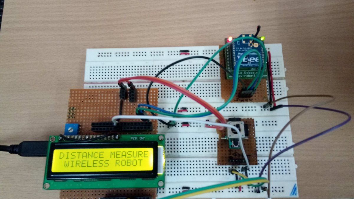 XBEE - Wireless Joystick Control and Distance Measuring Robot