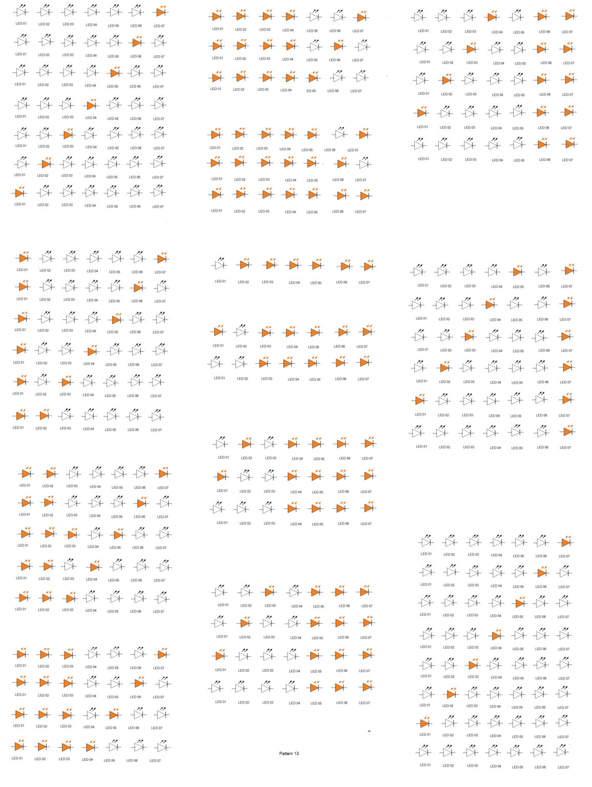 Arduino-based LED chaser with 13 different lighting patterns