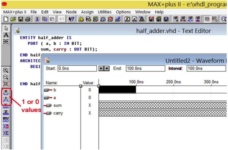VHDL Tutorial 3: Using MAX+II to compile, simulate & verify a VHDL program