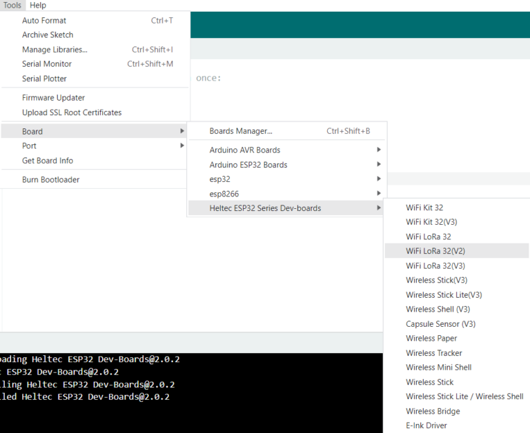 How to set-up and use the Heltec LoRa 32 board