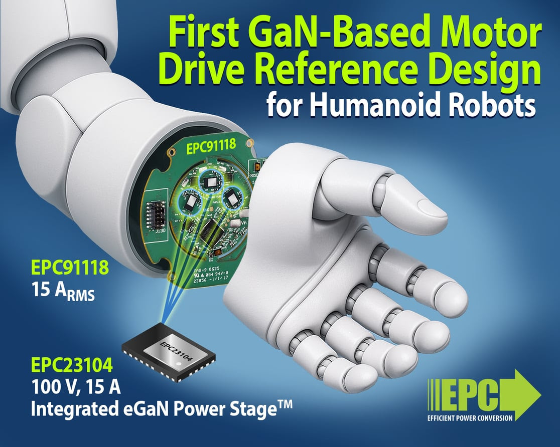EPC introduces 15 ARMS per phase motor drive in 32 mm diameter form factor